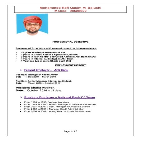 Mohamed Rafi Al Balushi updated CV 23022016docx | PDF