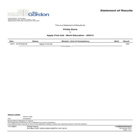 VCE Results - AForbes | PDF