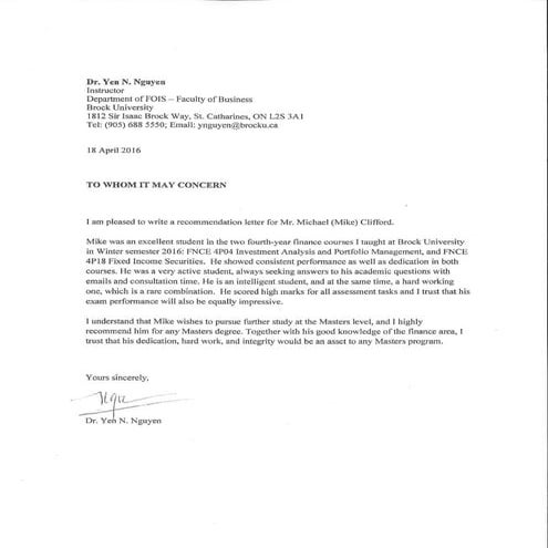 Academic Letter of Reference | PDF