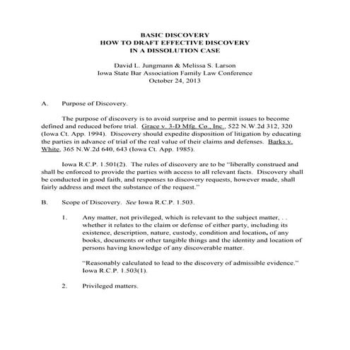 Discovery outline 9-28-13 | PDF