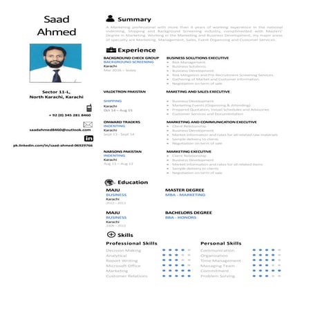 Resume- Saad Ahmed Version 1.3.PDF | Business Administration | Business