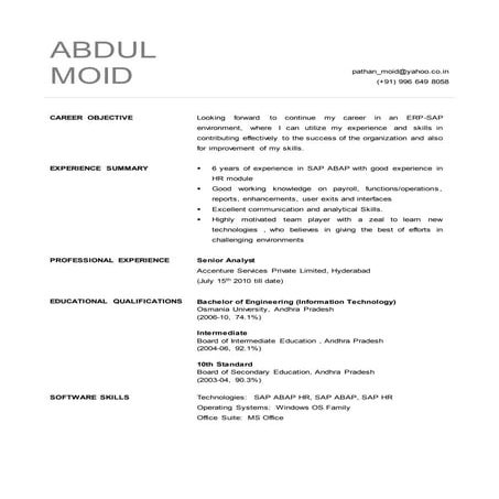 Abdul_Moid_Resume | DOCX | Computer Software and Applications | Computing
