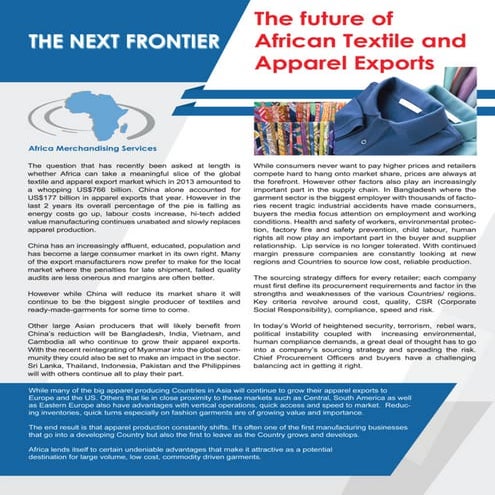 Africa, The Next Frontier article by C. Wynne-Potts | PDF