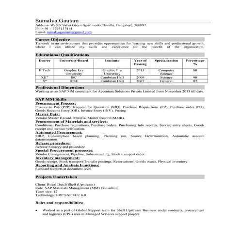 Sumalya Gautam Resume (2) | PDF