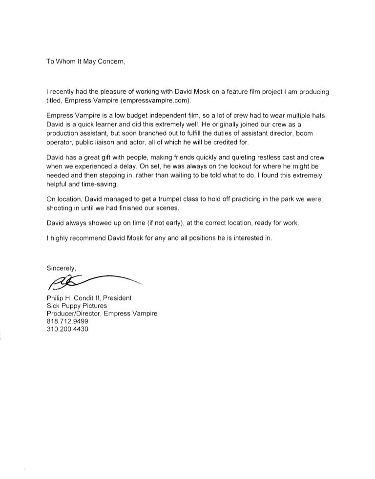 Mosk reference letter (Condit)