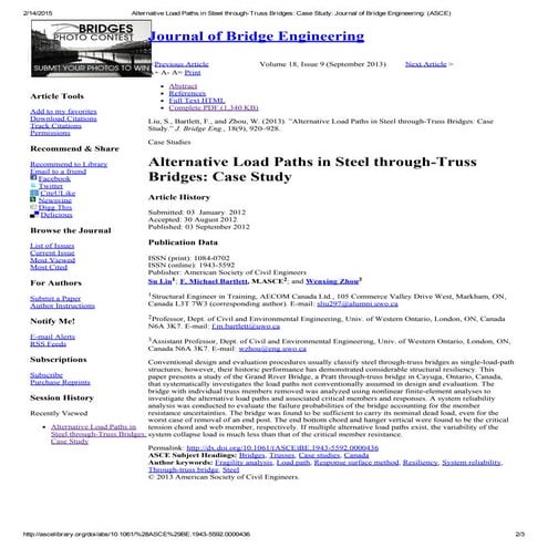Alternative Load Paths in Steel through-Truss Bridges_ Case Study ...