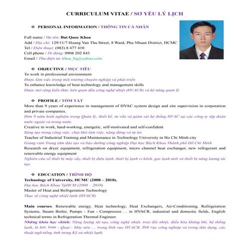 BUI QUOC KHOA - CURRICULUM VITAE - 3 | PDF | Free Download
