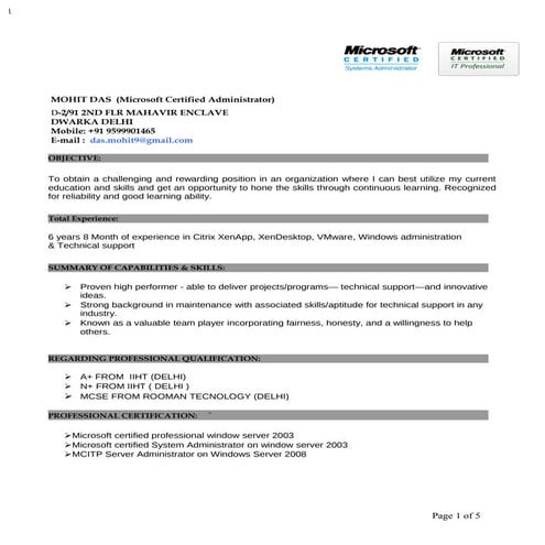 Mohit_Das_Resume | DOC | Cloud Computing | Internet