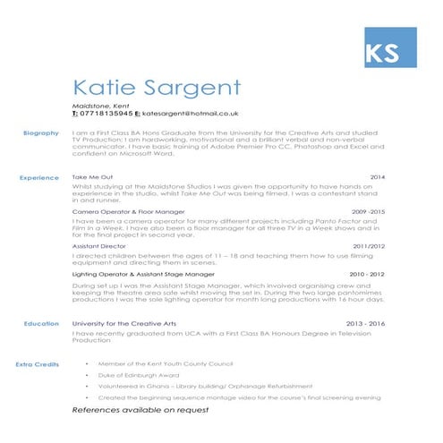 Kate Sargent CV | PDF