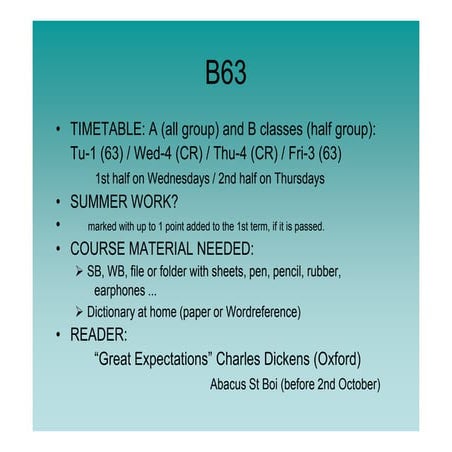 B63 Course Information | PPT