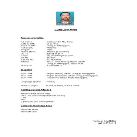 Radhuan CV 2015 latest | DOCX
