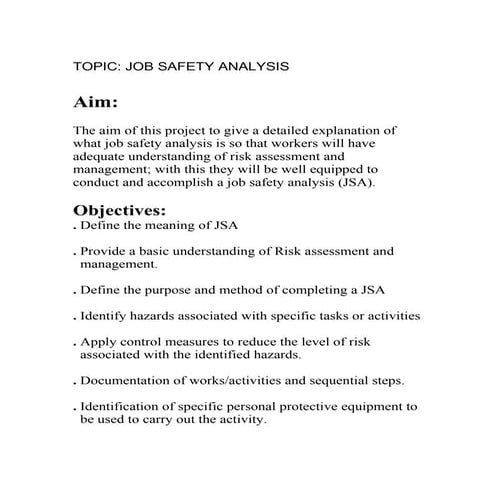 Job Safety Analysis | PPT