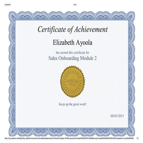 Sales Onboarding Module 2 Certificate | PDF