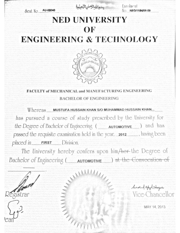 Degree of NED university