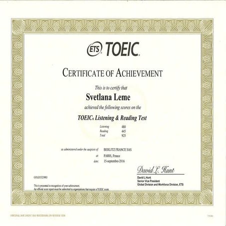 CERTIFICAT TOEIC | PDF