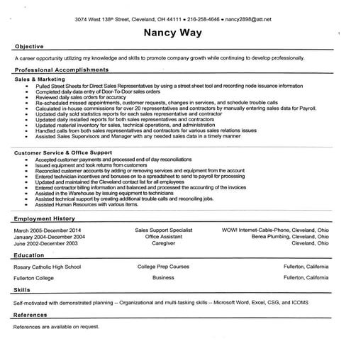 Resume - Nancy C Way | PDF