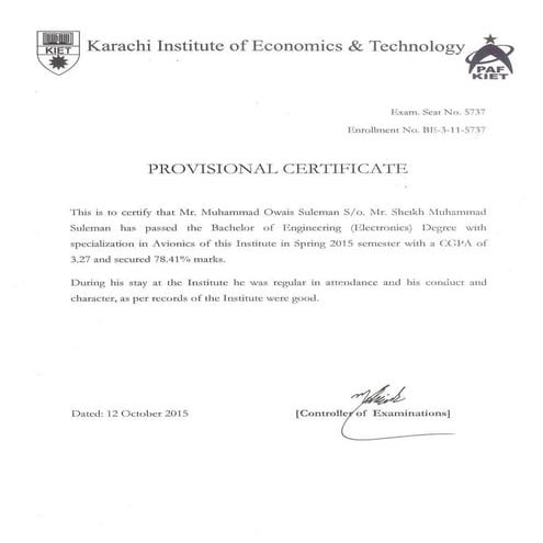 Provisional Certificate | PDF