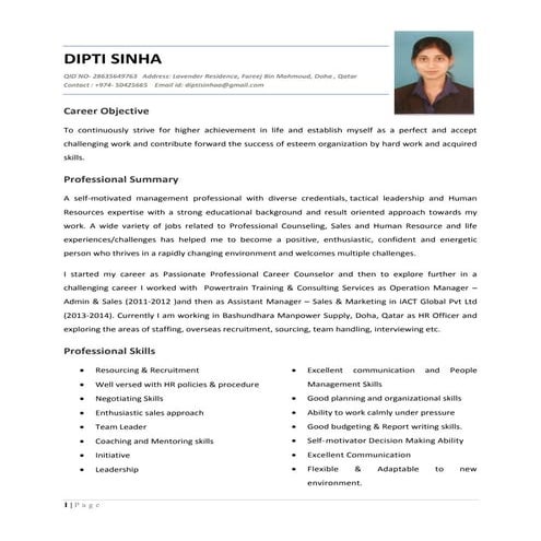 NEW CV Dipti - Pic | PDF | Business Administration | Business