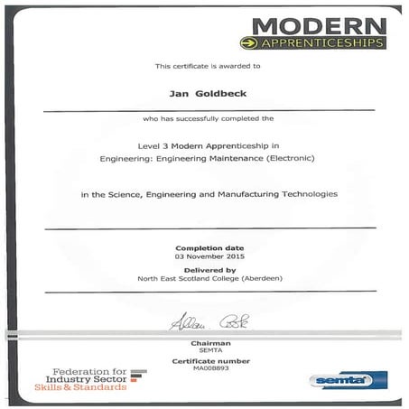 Modern Apprenticeship Certificate | PDF