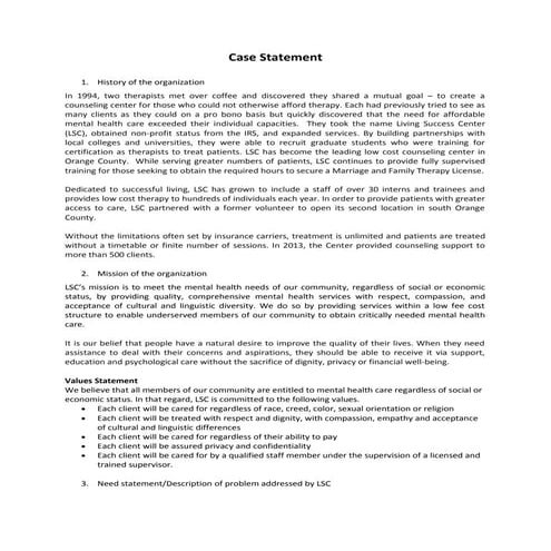 Case Statement LSC | PDF