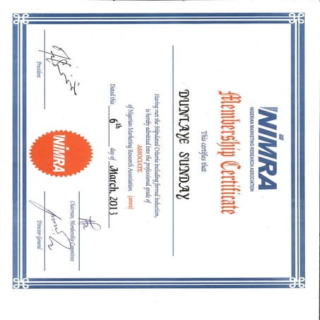 Membership Certificate (NIMRA) | PDF