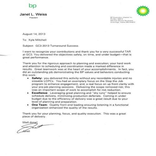 Letter From BP Pres Janet Weiss | PDF
