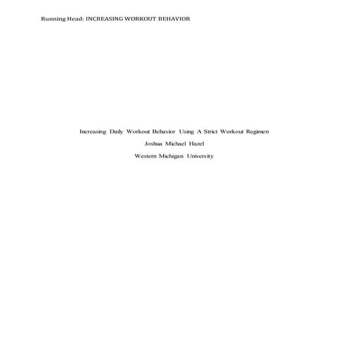 Increasing Daily Workout Behavior Using A Strict Workout Regimen | PDF