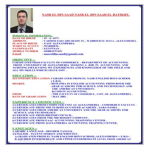 ENGLISH CV 2015 | PDF | Business | Business and Finance