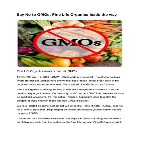 Say No to GMOs media release | DOCX | Genetics | Science