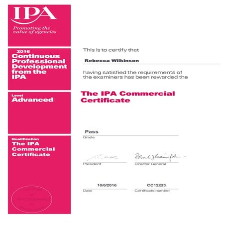 IPA COMMERCIAL CERTIFICATE | PDF