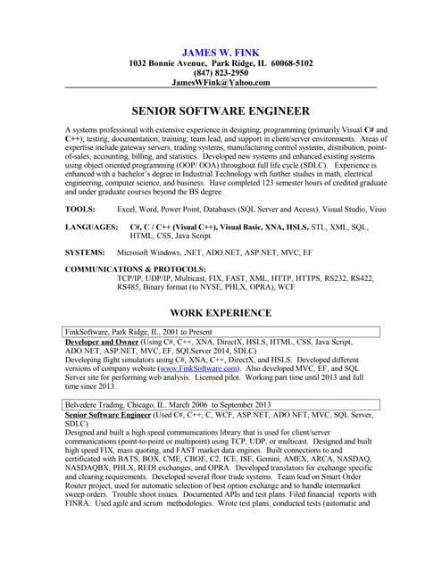 RESUME_SoftwareEngineer.DOC | Computing | Technology & Computing