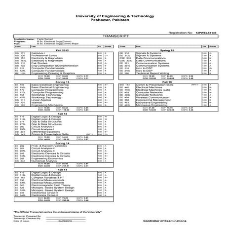 fazle samad transcript 7sem | PDF