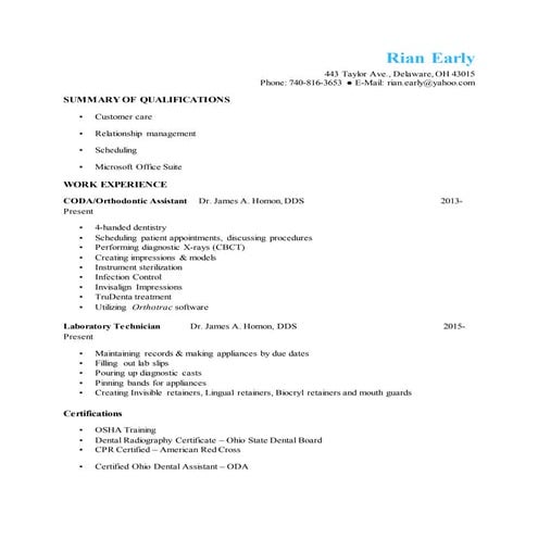 resume rian early 2016 | DOCX