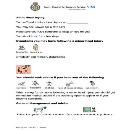 adult head injury - easy read | PDF