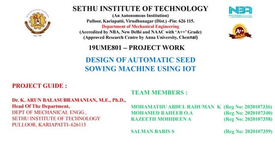 Design and Fabrication of Seed Sowing Machine | PDF