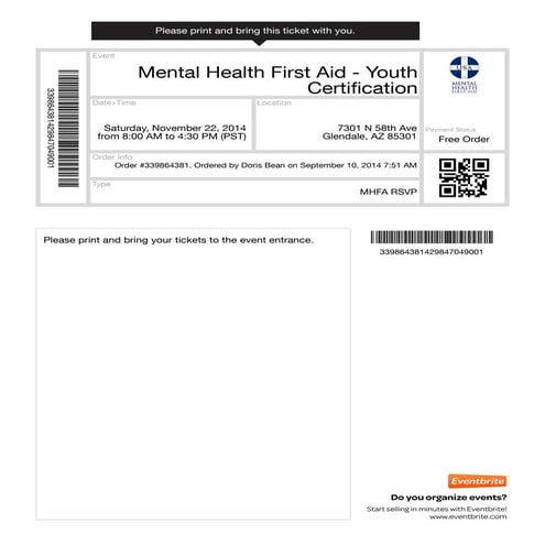 Mental Health First Aid-Youth Certification Ticket | PDF
