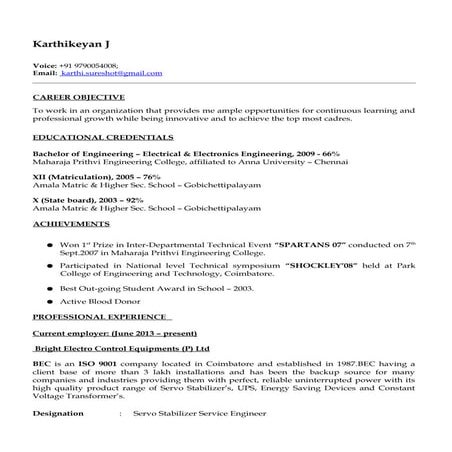 Karthikeyan Resume | DOC