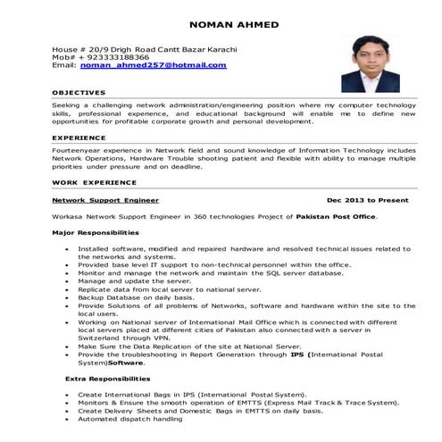 Noman Ahmed CV | PDF