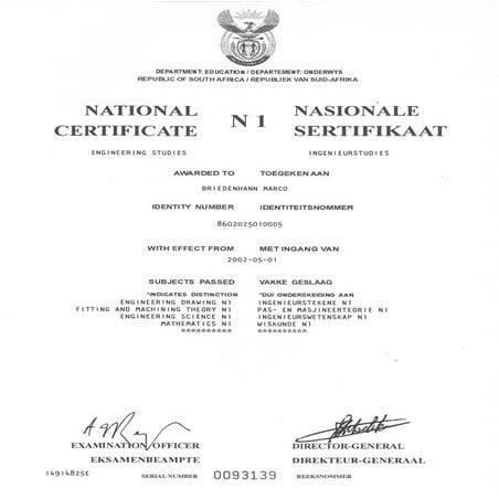 National Certificate N1 | PDF