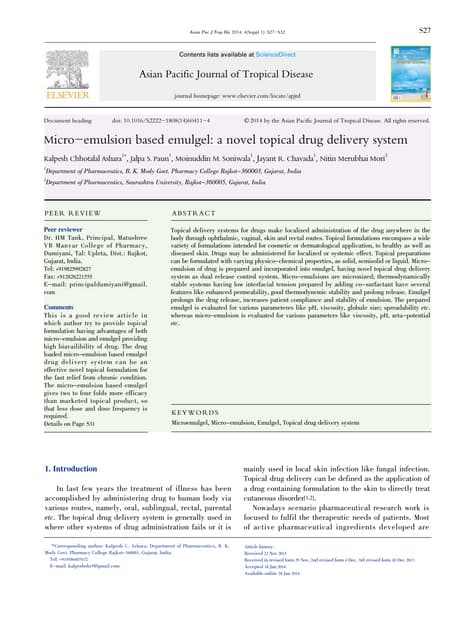Nanoemulsion and Nanoemulgel as a Topical Formulation | PDF
