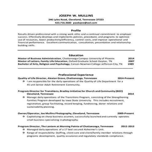 joe mullins professional resume | DOCX