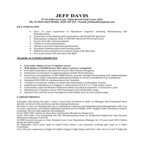 Jeff CV 2015 Operations | PDF
