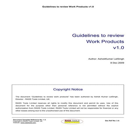 Guidelines to Review Work products | PDF