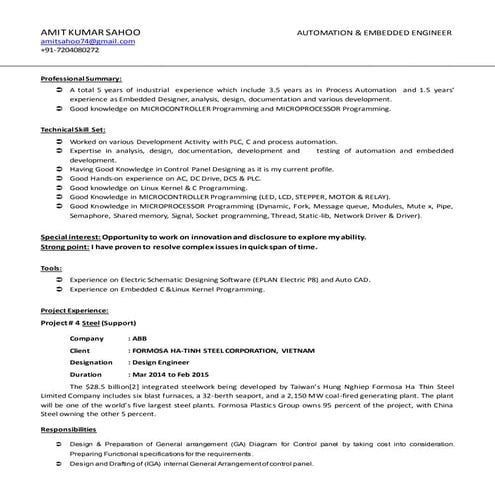 Embedded_&_Automation_Profile-Amit | DOCX | Computing | Technology & Computing