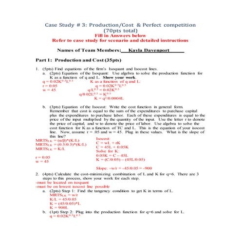 Case Study 3 Production Cost Perfect Comp Answer Sheet - new | DOCX