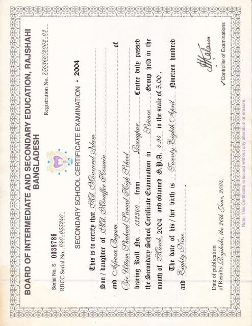 HSC CERTIFICATE | PDF