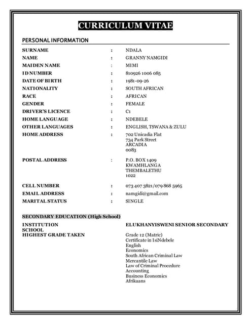 DUMISANI CV | PDF