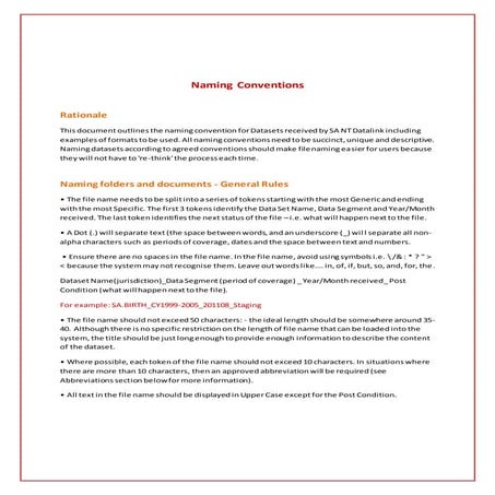 Naming Conventions for datasets | DOCX