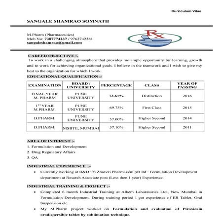 MY F&D Experience CV | DOC