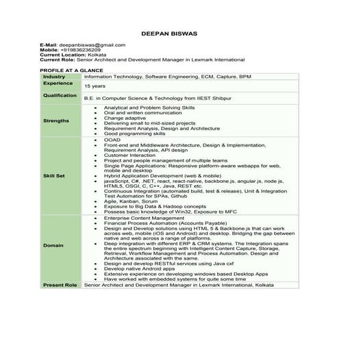 Deepan CV July 2016 | PDF